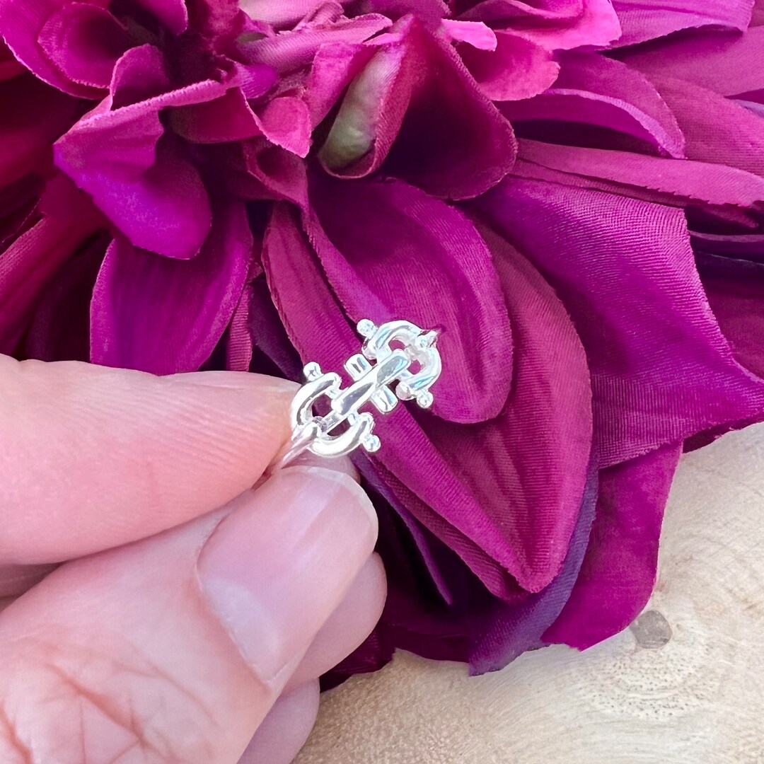 Fancy Double Shackle Design Ring / 925 Sterling Silver Shackle Link ...