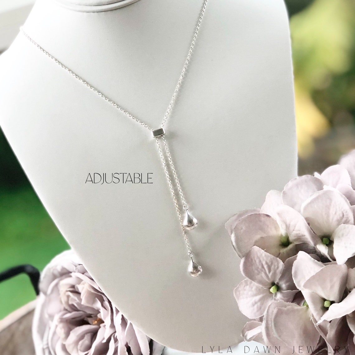 Sterling Silver Adjustable Lariat Necklace / Cascading | Etsy