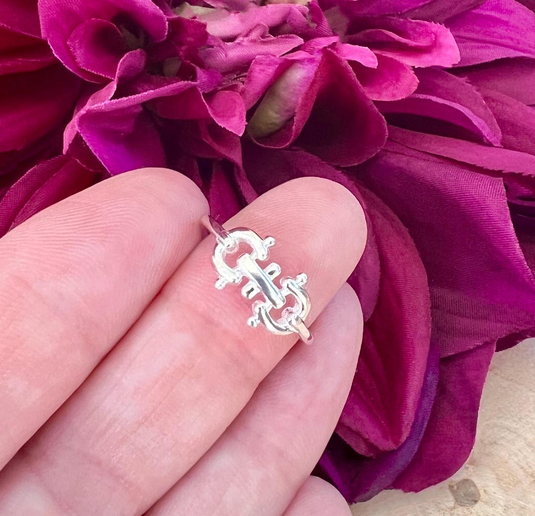 Fancy Double Shackle Design Ring / 925 Sterling Silver Shackle Link ...