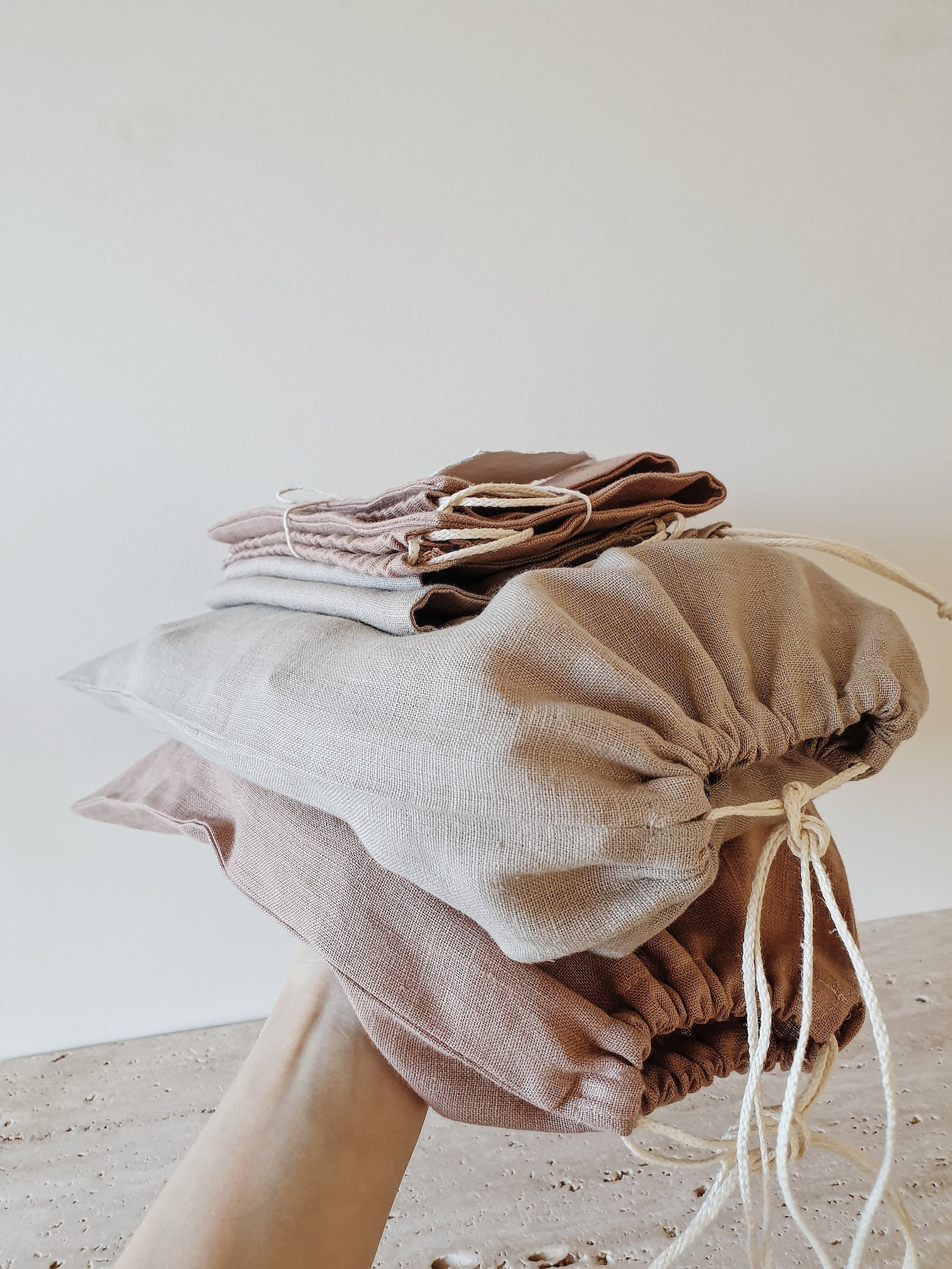 Set of 3 Linen Pouch Bags | Garment Bags | Eco Storage Bags | Pure ...
