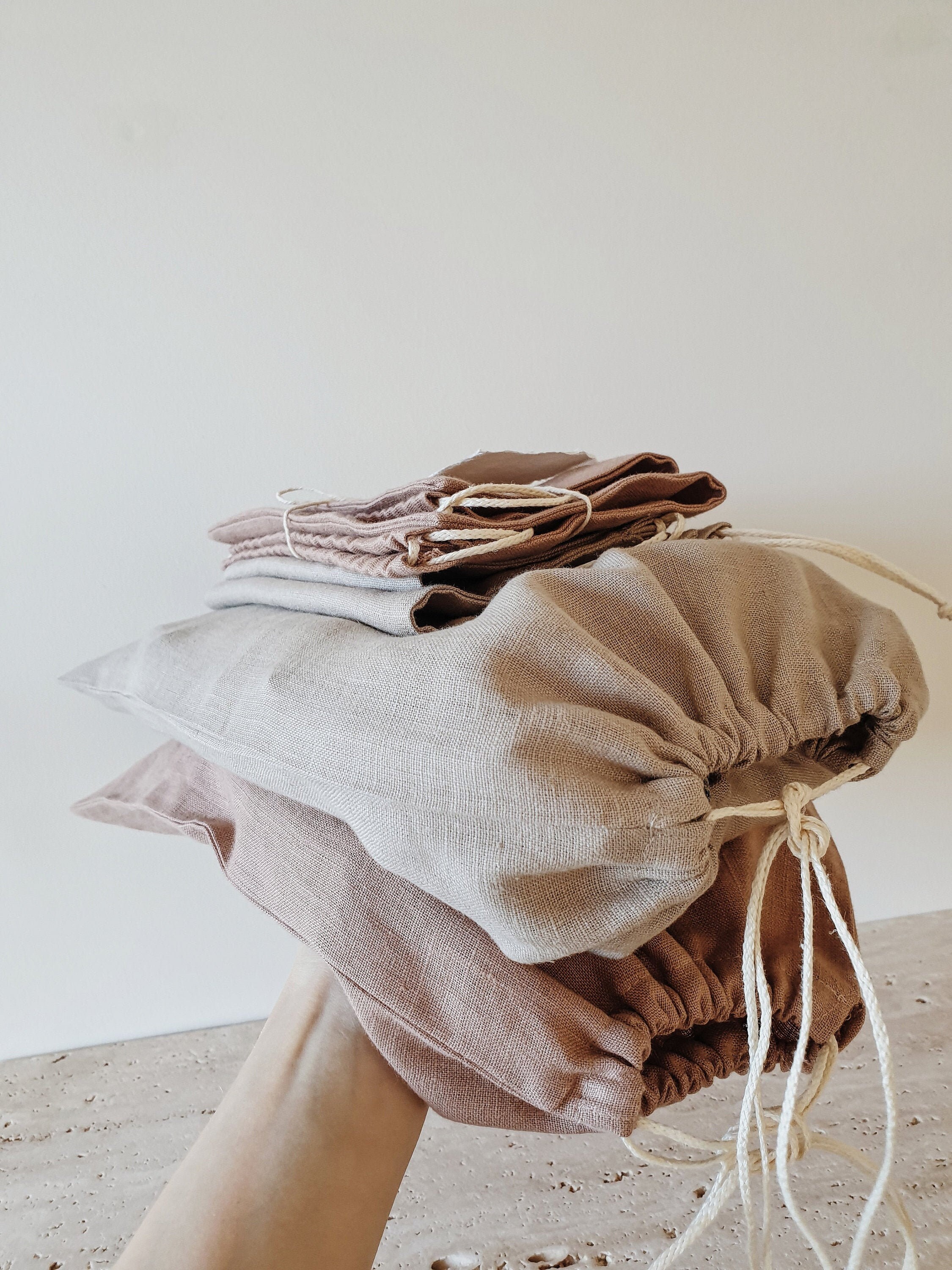 Set of 3 Linen Pouch Bags Garment Bags Eco Storage Bags - Etsy UK