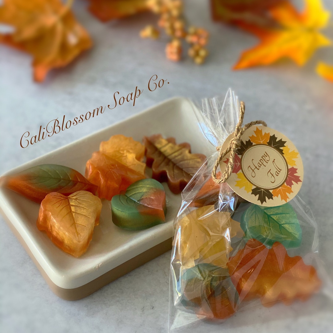 Set of 5 Fall Leaves Soaps, Mini Leaf Party Favors, Multicolored Autumn Leaves, Fall Party ...