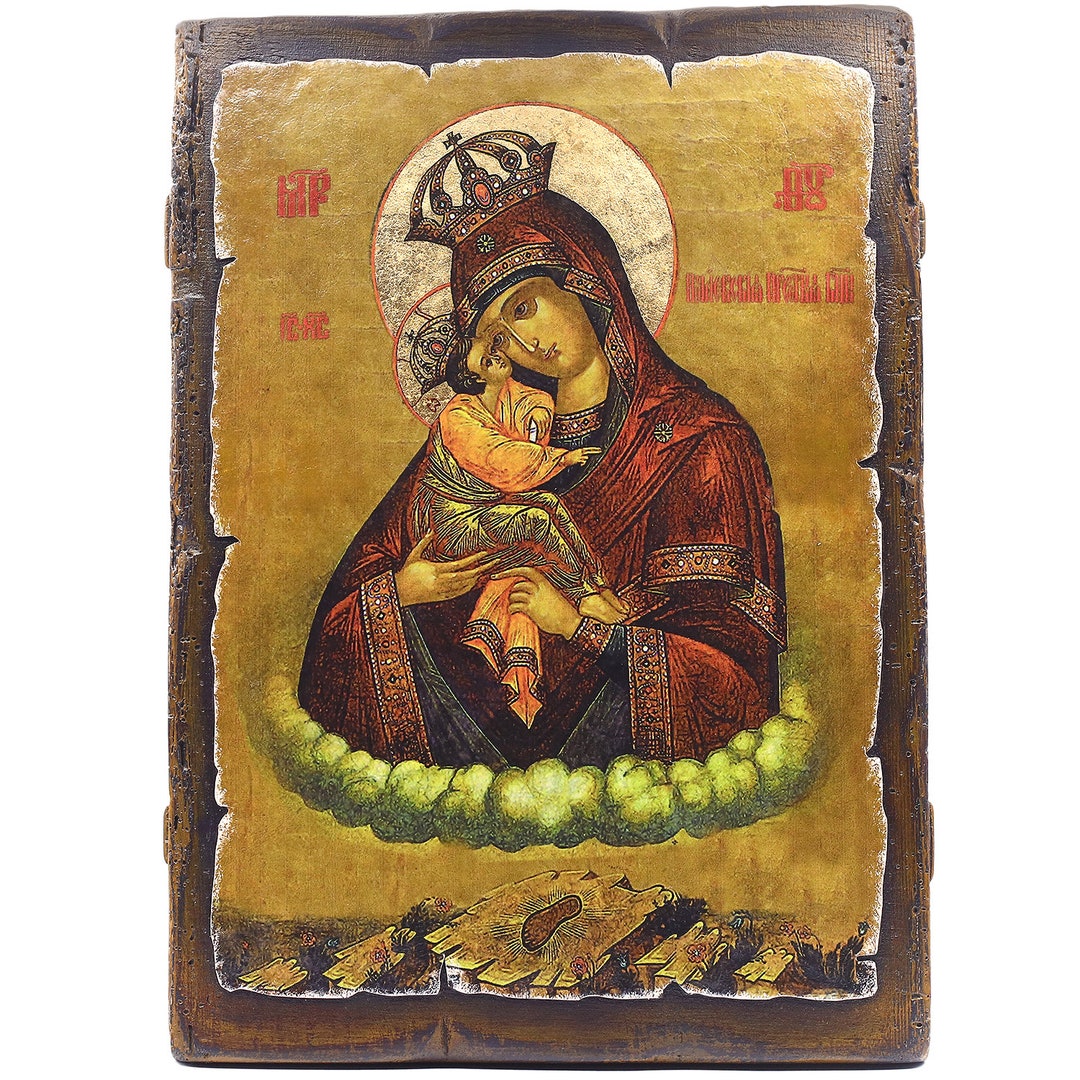Handmade Wooden Orthodox Icon - Pochaev the Mother of God - Size 11''х7 ...