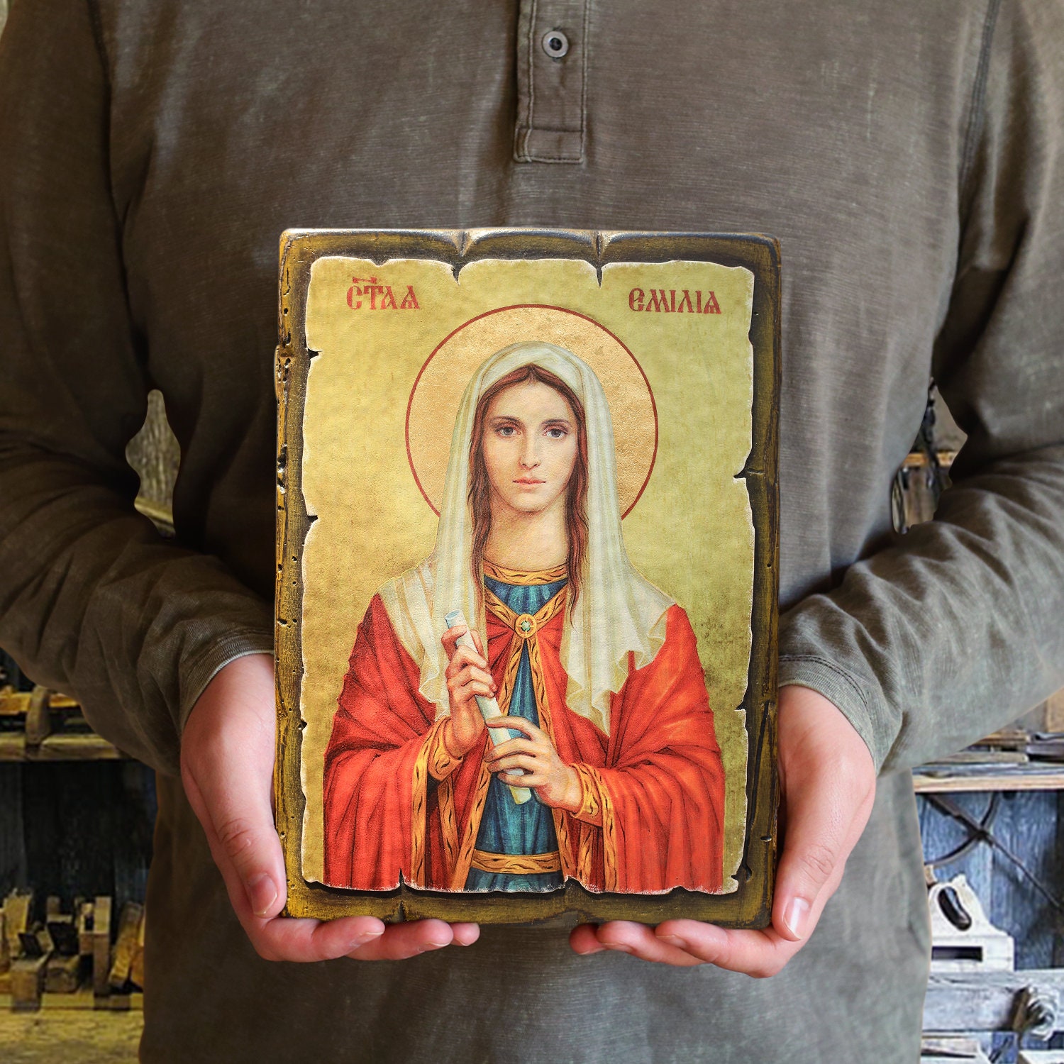 Handmade Wooden Orthodox Icon St. Emilia Size - Etsy