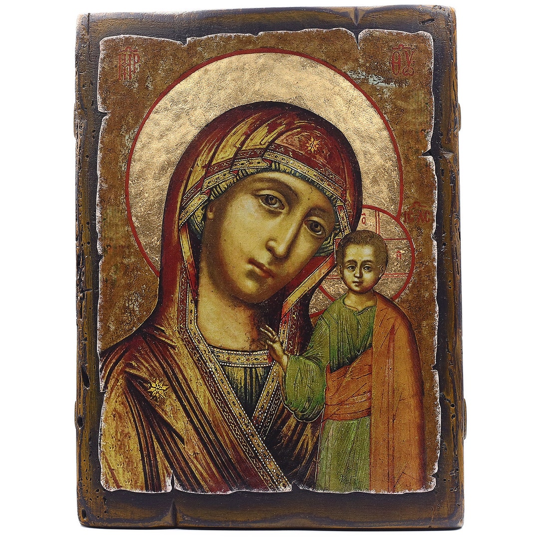 Handmade Wooden St. Maria Icon – Traditional Orthodox Art, Vintage ...