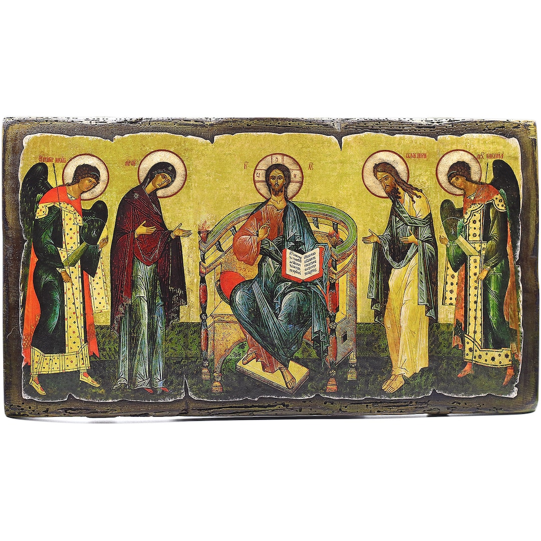 Handmade Wooden Orthodox Icon - Deesis - Size 14.2''х7.9'' (36 Cm х 20 ...