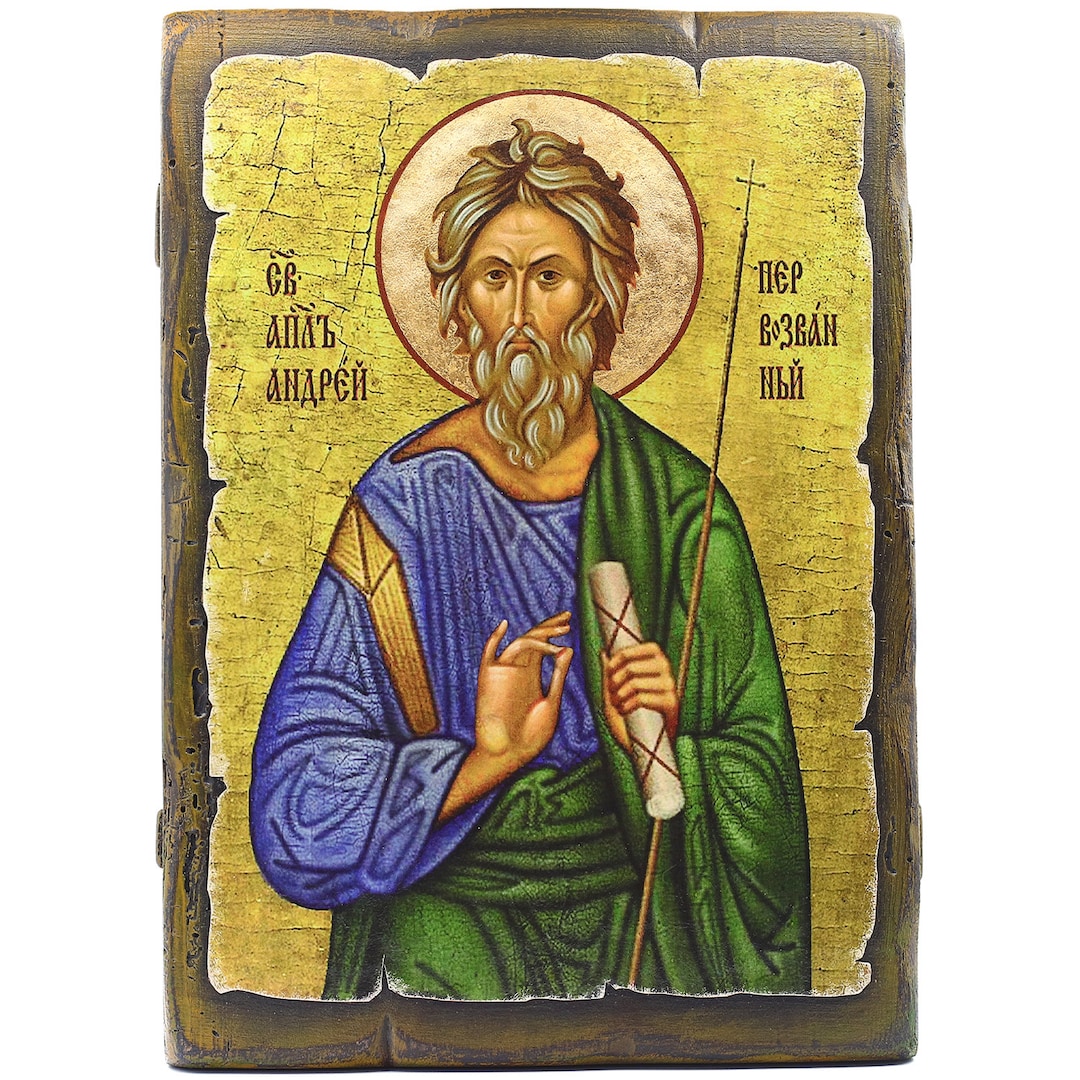 Handmade Wooden Saint Andrew Icon – Traditional Orthodox Art, Vintage ...
