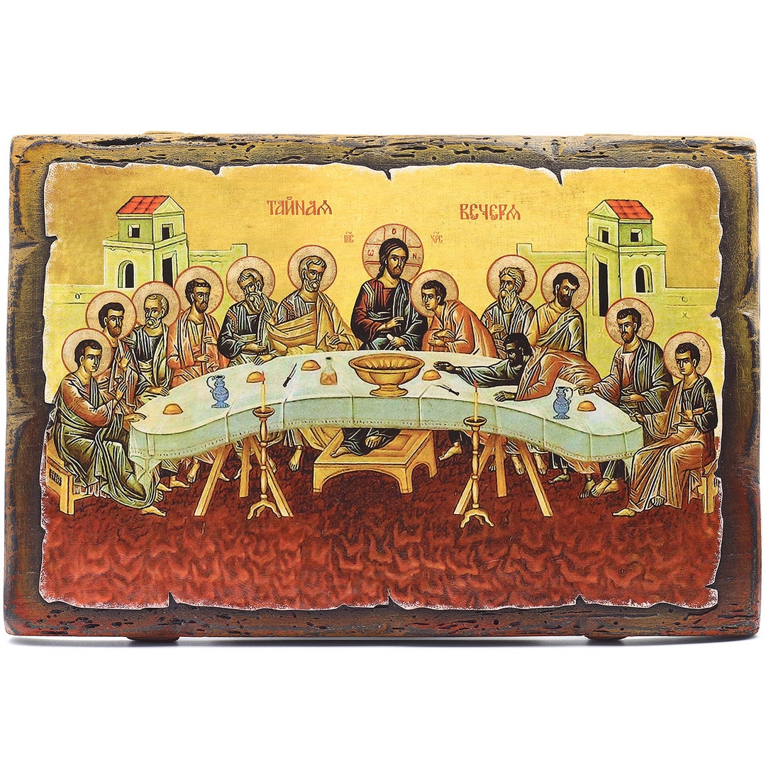 Handmade Wooden Orthodox Icon - Icon Last Supper - Size 11.8''х7.9 ...