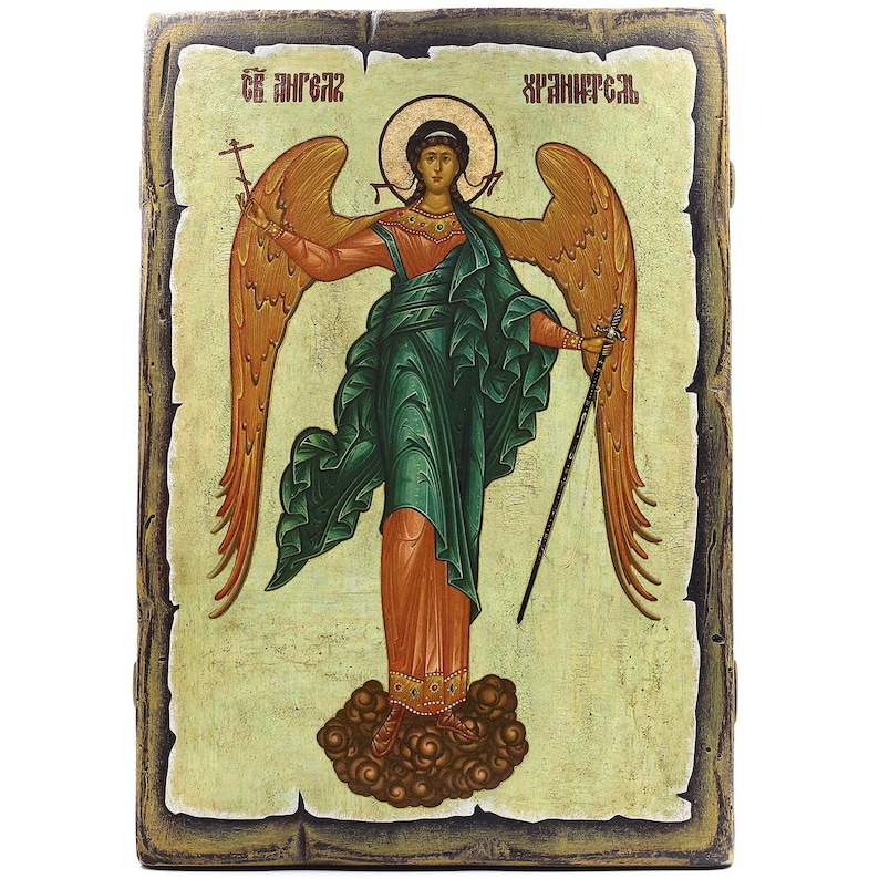 Handmade Wooden Orthodox Icon Guardian Angel Size - Etsy