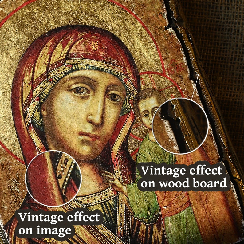 Handmade Wooden St. Maria Icon – Traditional Orthodox Art, Vintage ...