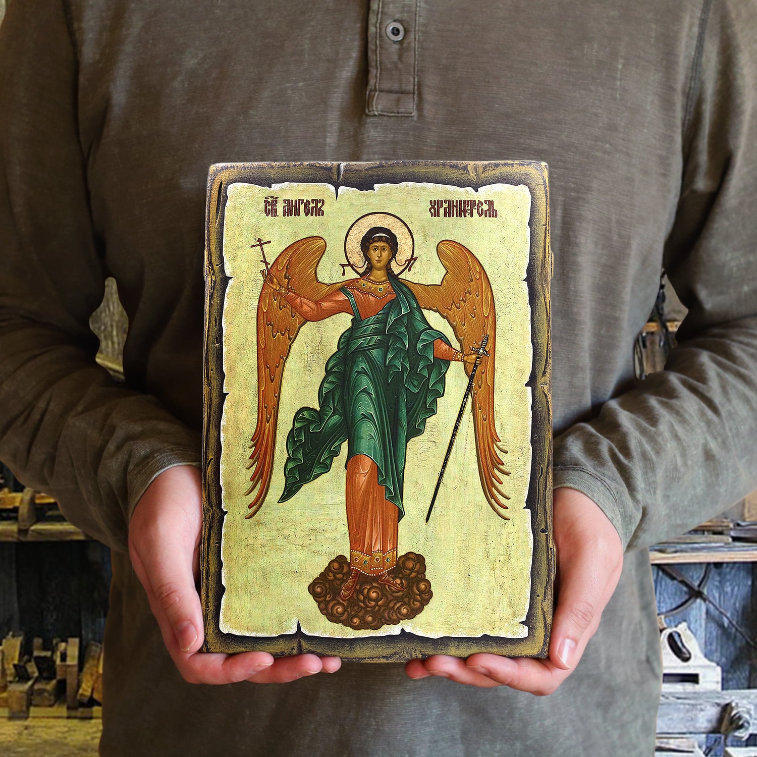 Handmade Wooden Orthodox Icon Guardian Angel Size - Etsy