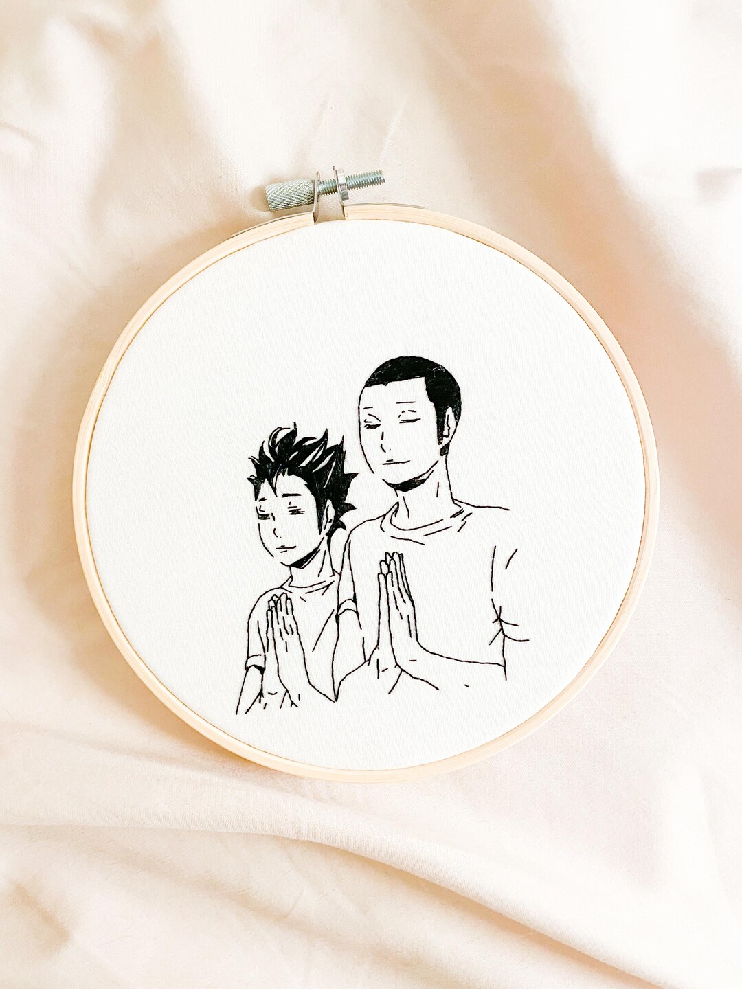 Karasuno Tanaka and Nishinoya Praying Embroidery Hoop - Etsy
