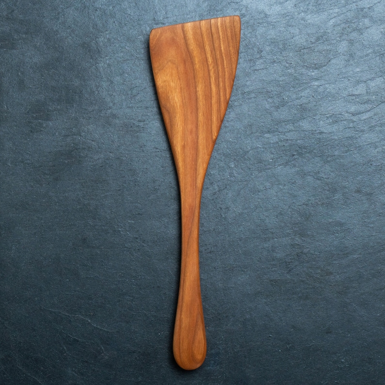 Handmade Wooden Turner - 12” Cooking Paddle, Hand Carved Spatula ...