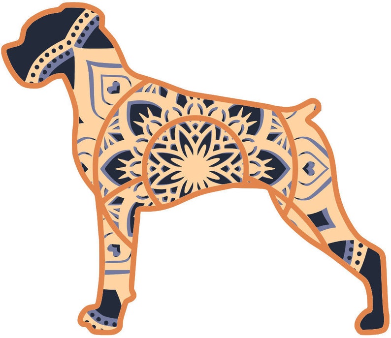 Boxer 3D Dog Mandala Silhouette SVG File for Cutting (4 Layers) - Etsy ...