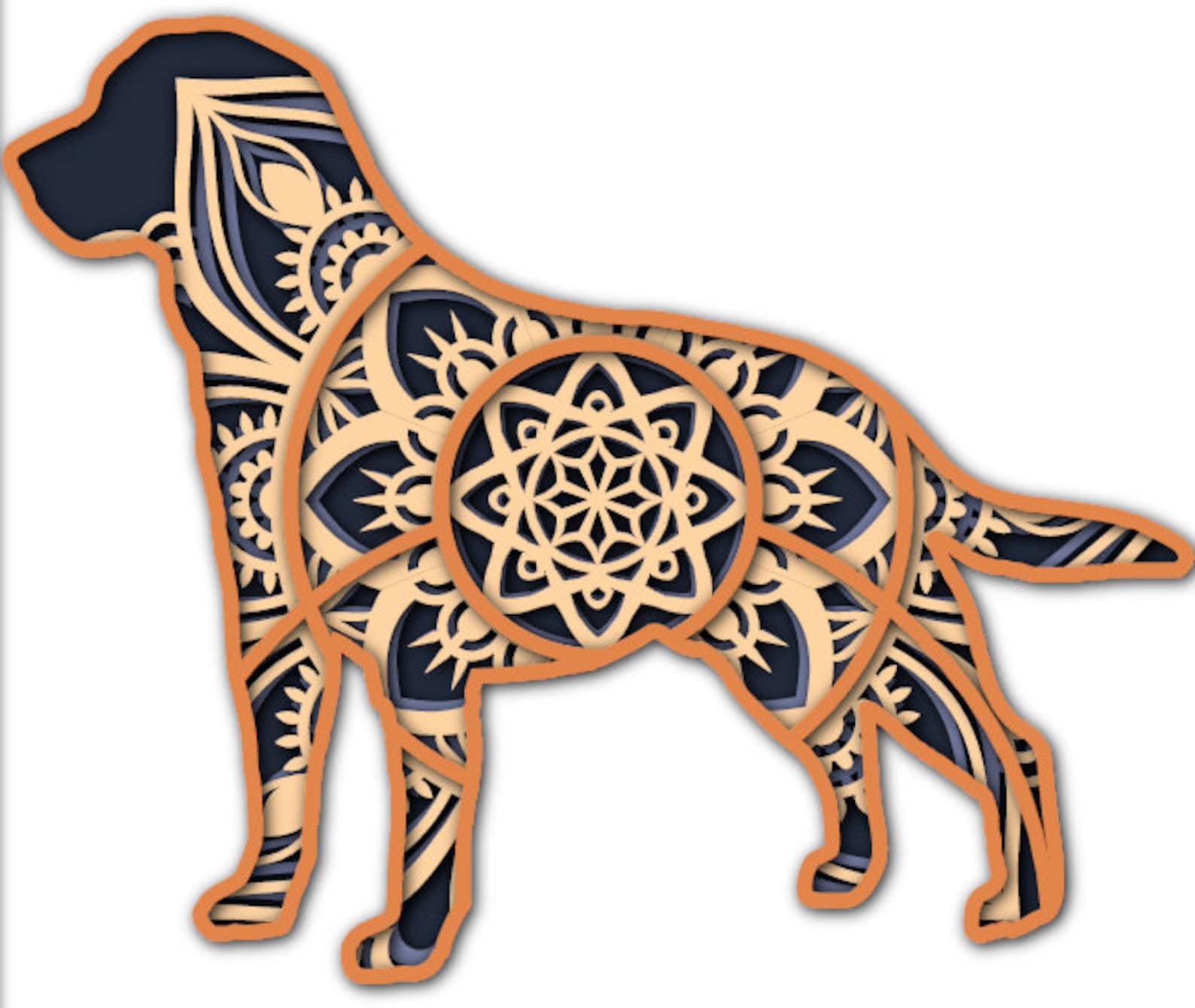 Labrador 3D Dog Mandala Silhouette SVG File for Cutting (4 Layers ...