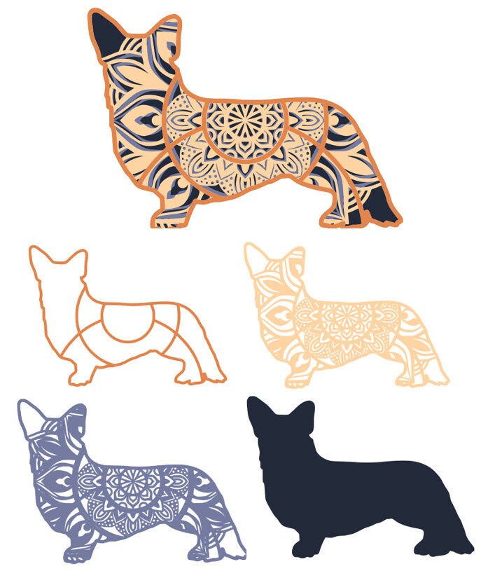 Corgi 3D Dog Mandala Silhouette SVG File for Cutting (4 Layers) - Etsy