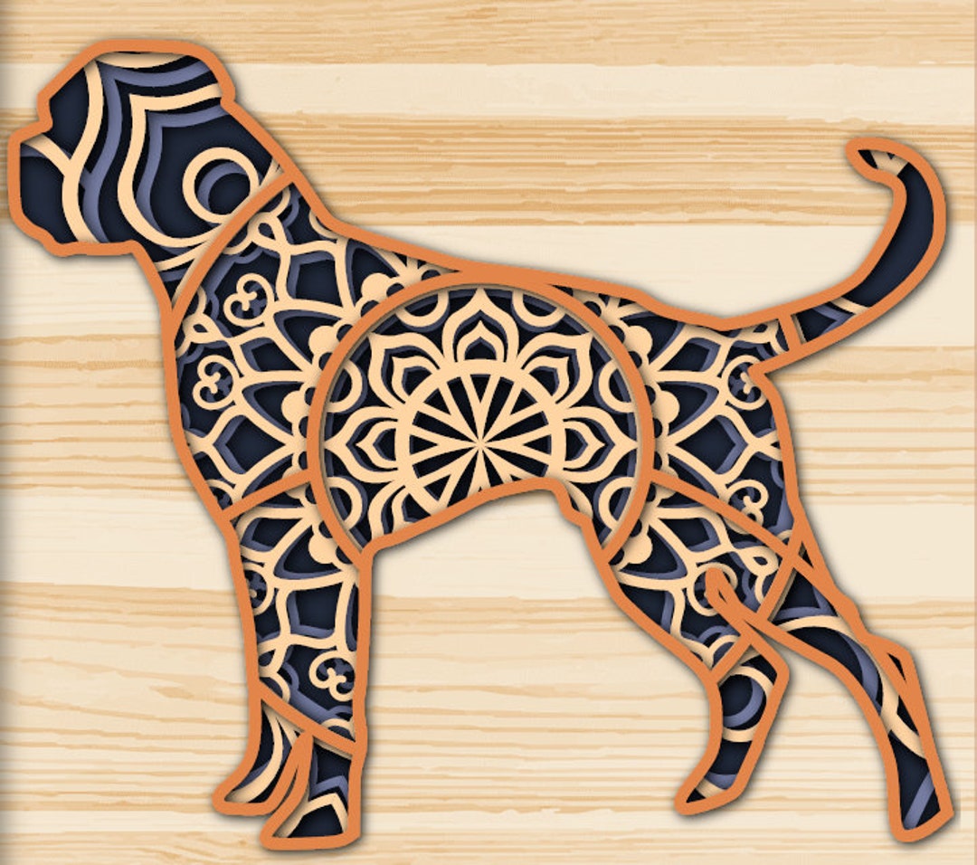 Boxer With Tail 3D Mandala Silhouette SVG File for Cutting (4 Layers ...