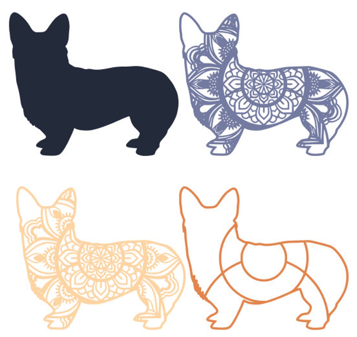 Corgi 3D Mandala Dog Silhouette SVG File for Cutting 4 Layers - Etsy
