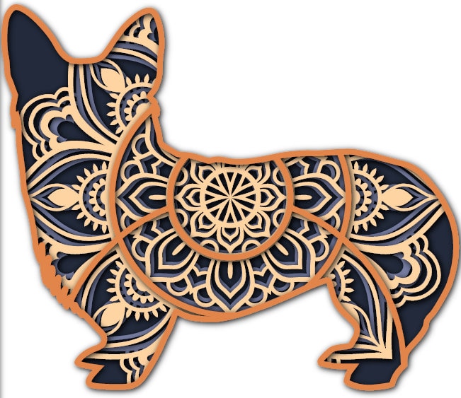 Corgi 3D Mandala Dog Silhouette SVG File for Cutting (4 Layers) - Etsy