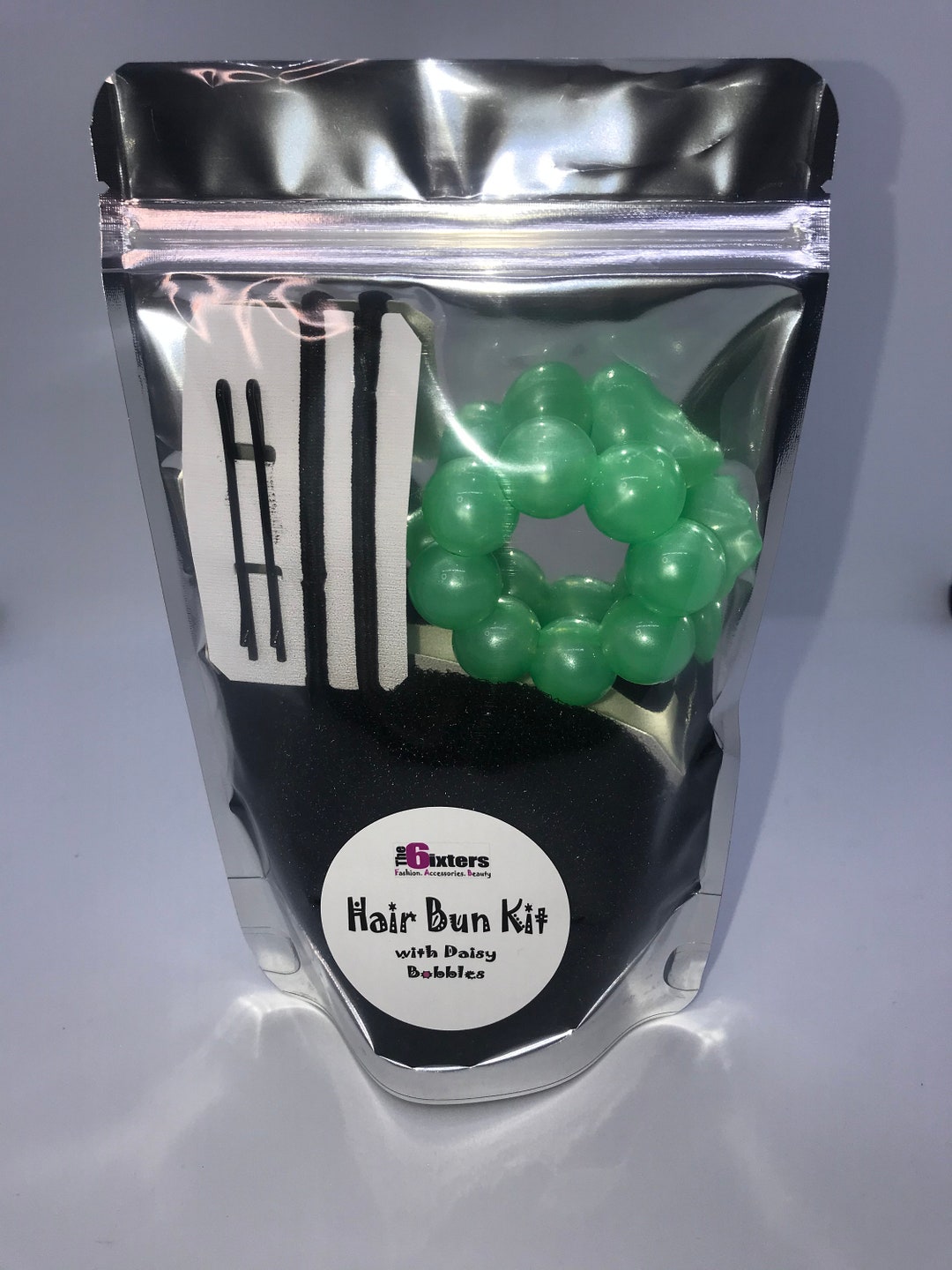 Hair Bun Kit With Mint Green Daisy Bobble - Etsy UK