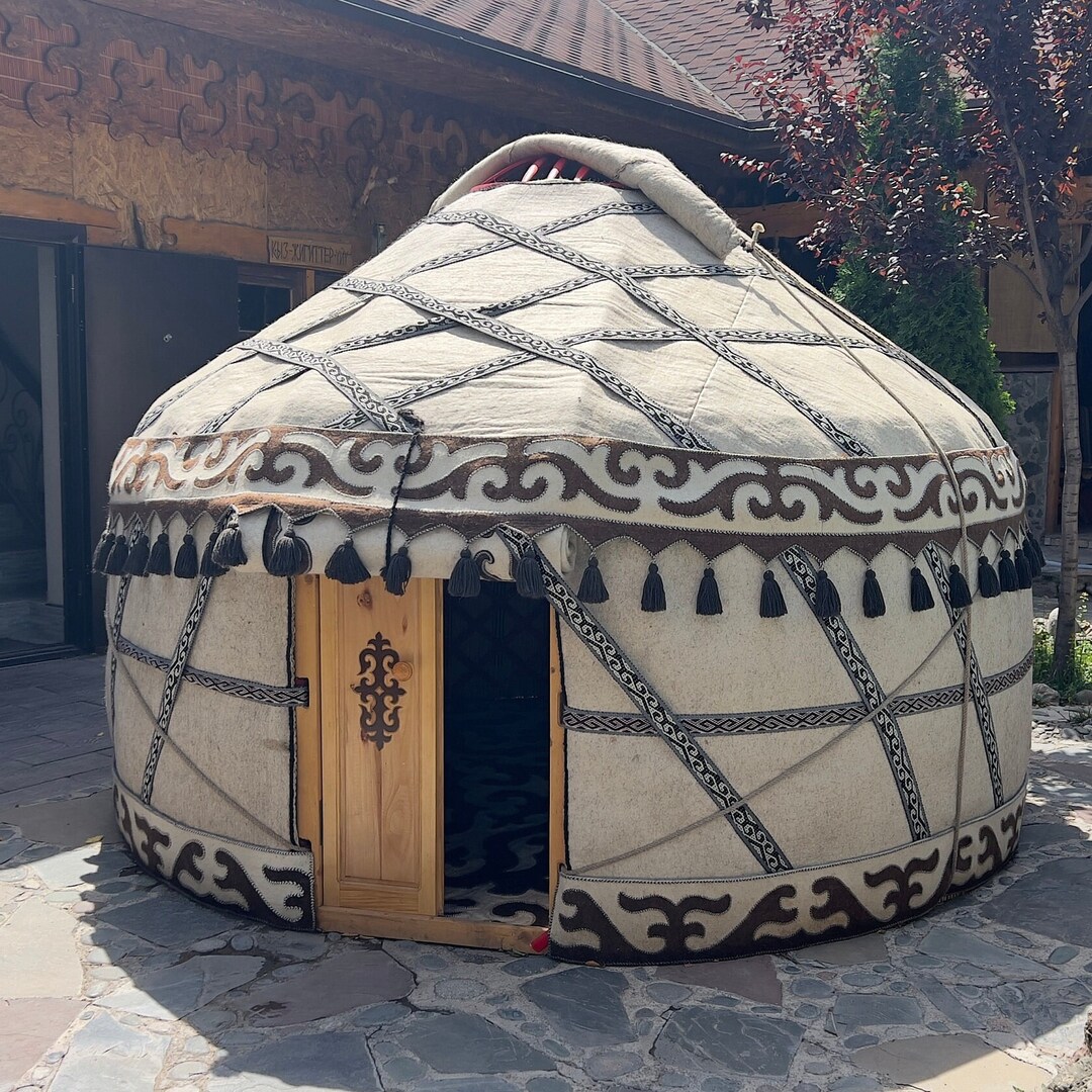 SMALL Kyrgyz Authentic Felt Yurt, 2 Lattice Wall Components, Diameter 3 ...