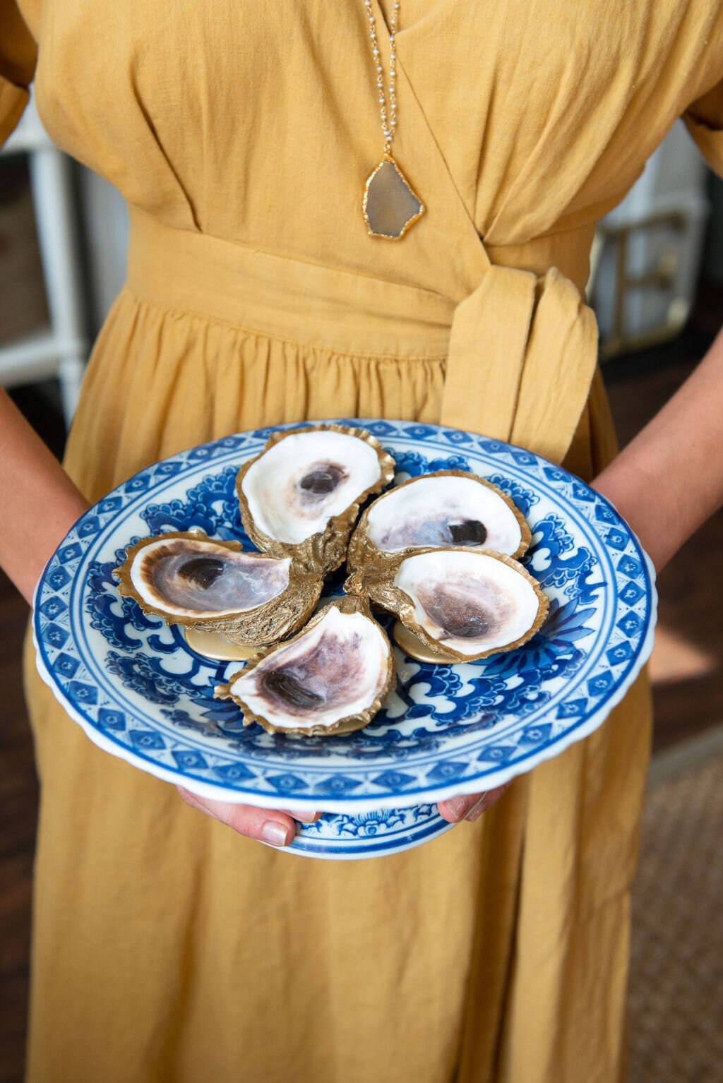 Oyster Gold Rim Ring Dish || Bridesmaid Gift || Charleston || Holiday ...