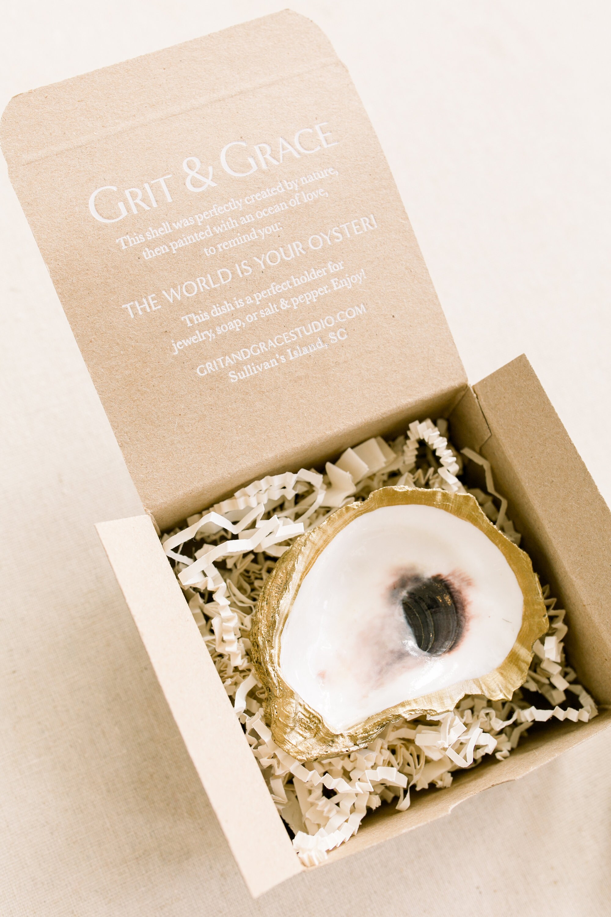 Oyster Gold Rim Ring Dish || Bridesmaid Gift || Charleston || Holiday ...