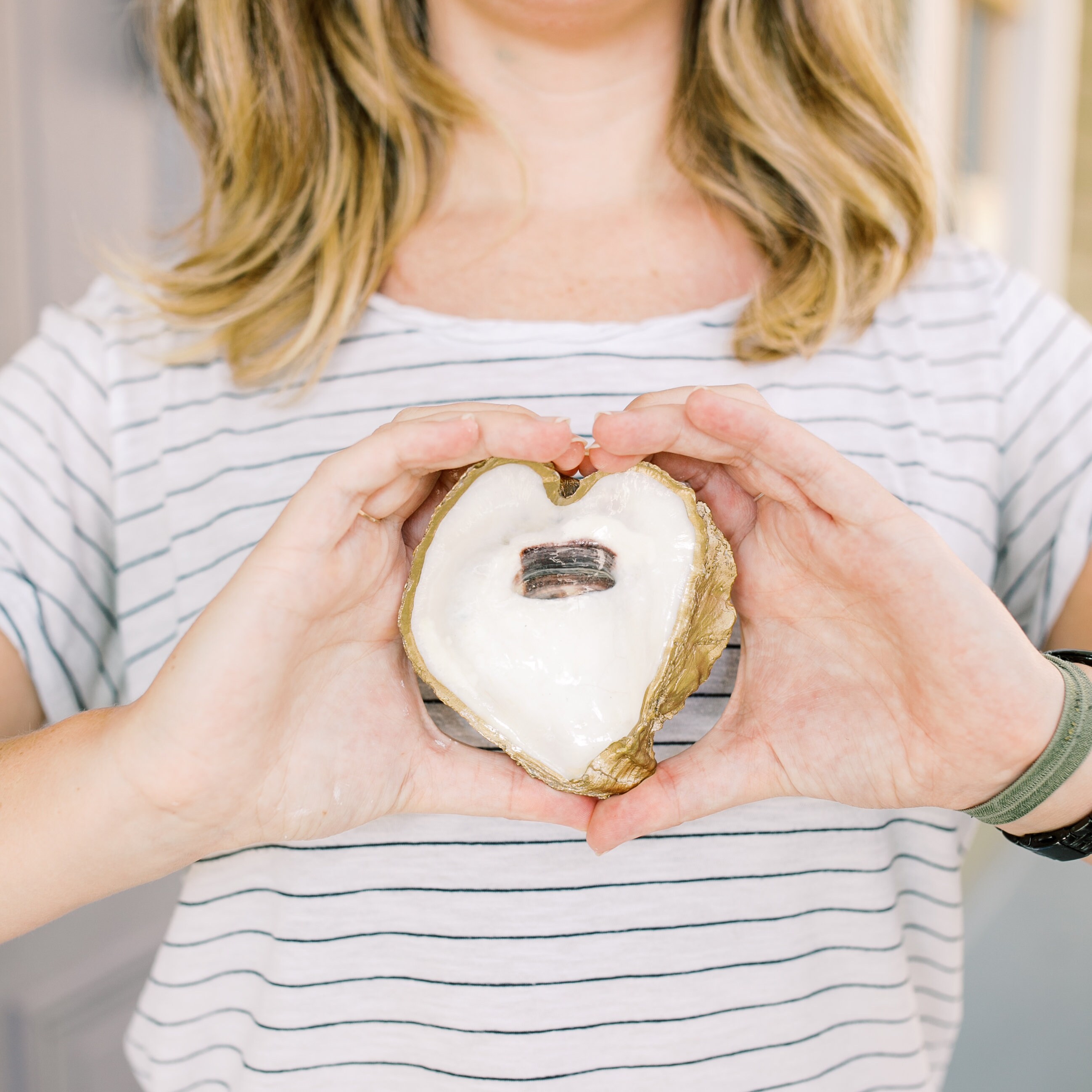 Oyster Gold Rim Ring Dish || Bridesmaid Gift || Charleston || Holiday ...