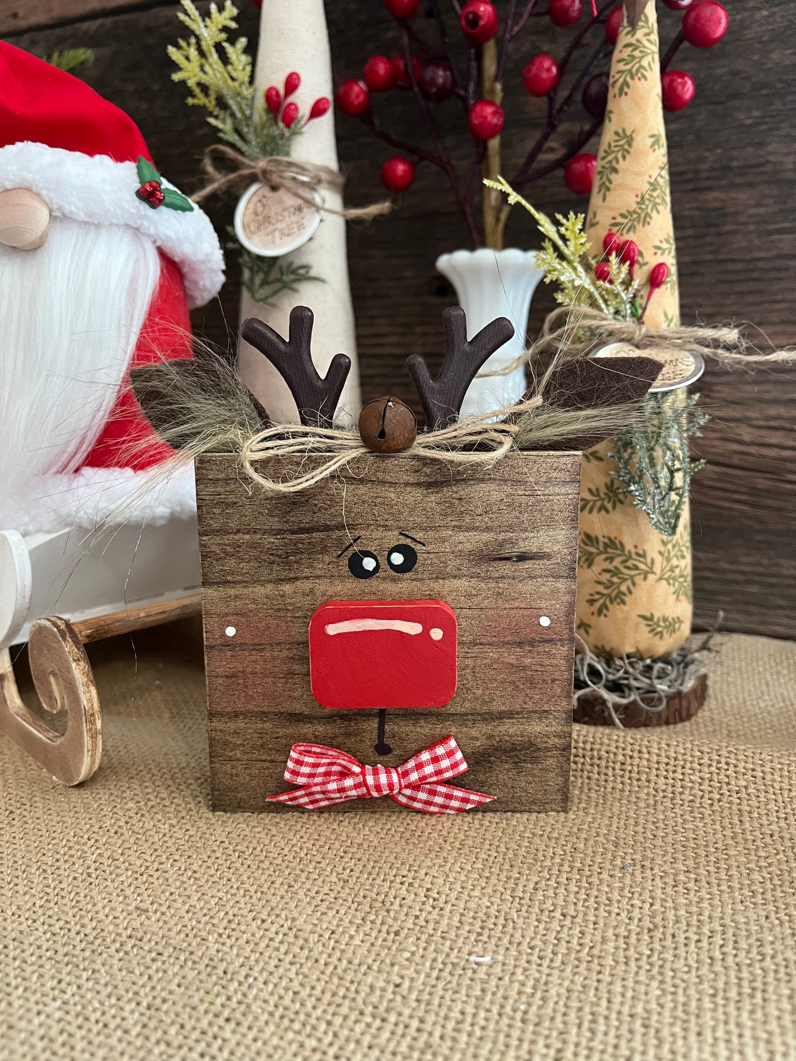 Rudolph Wooden Block/rudolph Decor/christmas/tiered Tray Decor/rudolph ...