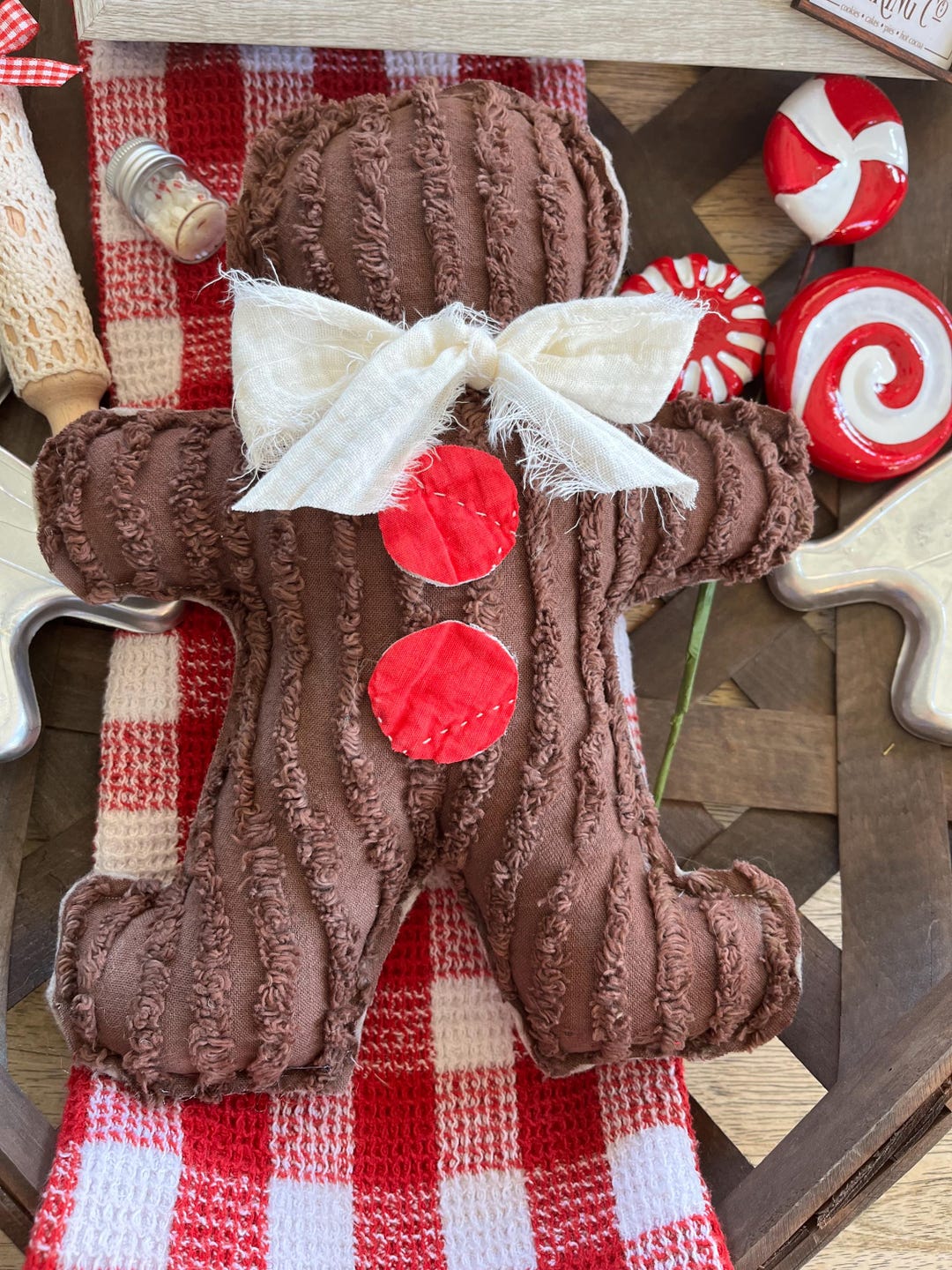 Jumbo Vintage Chenille Gingerbread Man/gingerbread Man/christmas Decor ...