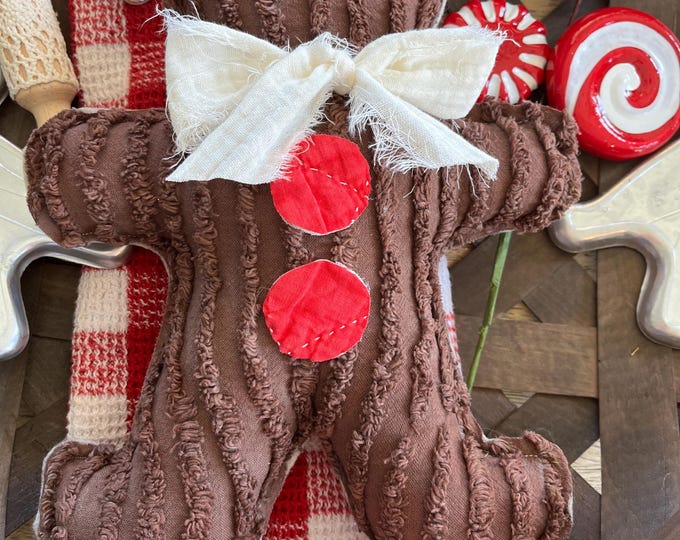 Jumbo Vintage Chenille Gingerbread Man/gingerbread Man/christmas Decor ...