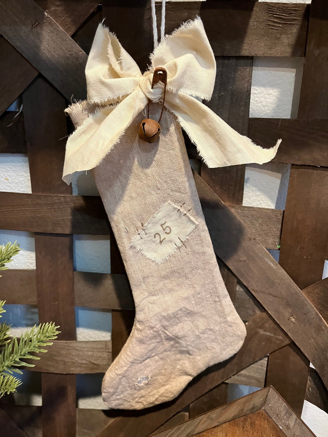 Primitive Linen Stocking/christmas Stocking/farmhouse Stocking ...