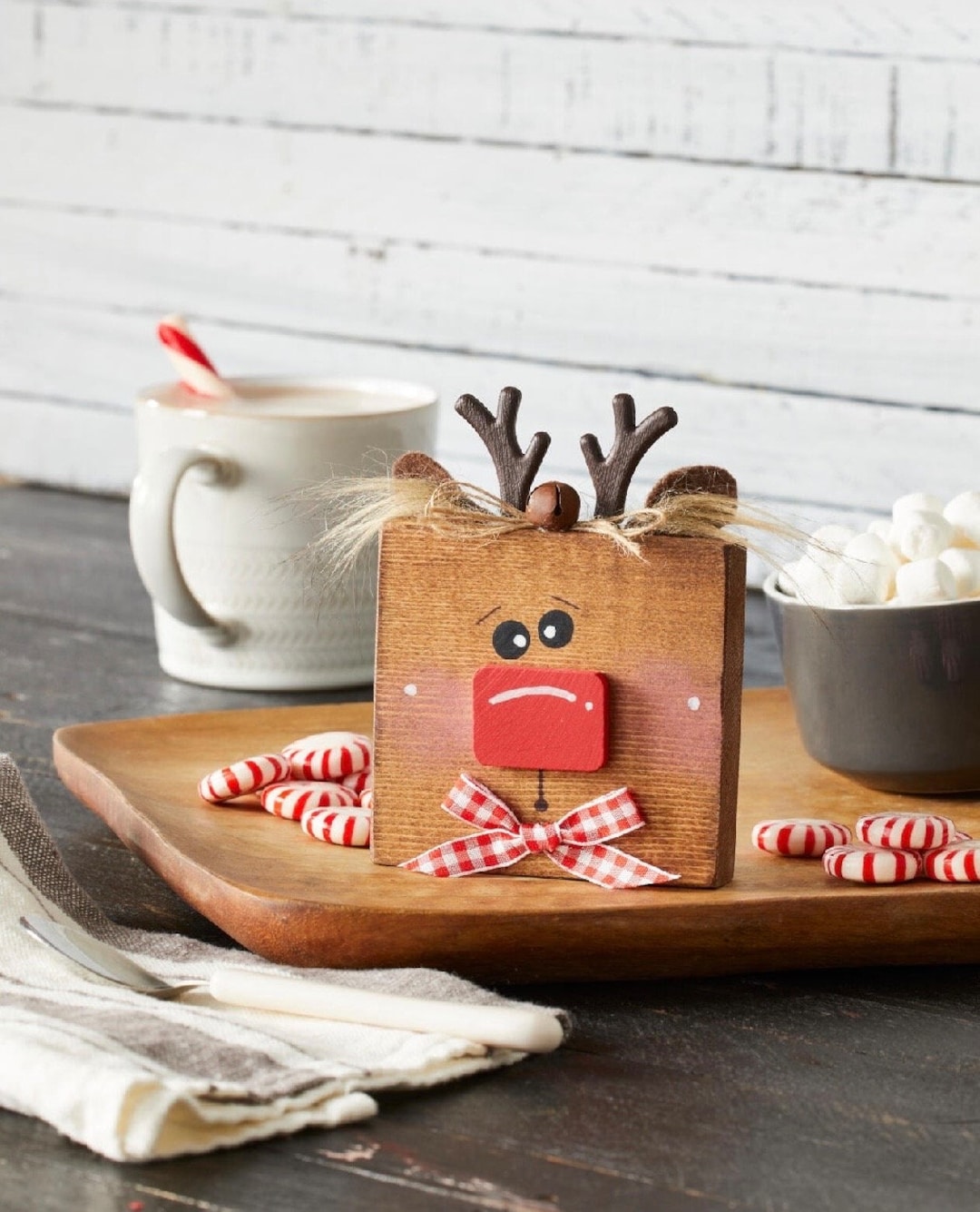 Rudolph Wooden Block/rudolph Decor/christmas/tiered Tray Decor/rudolph ...