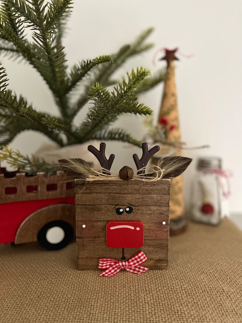 Rudolph Wooden Block/rudolph Decor/christmas/tiered Tray Decor/rudolph ...