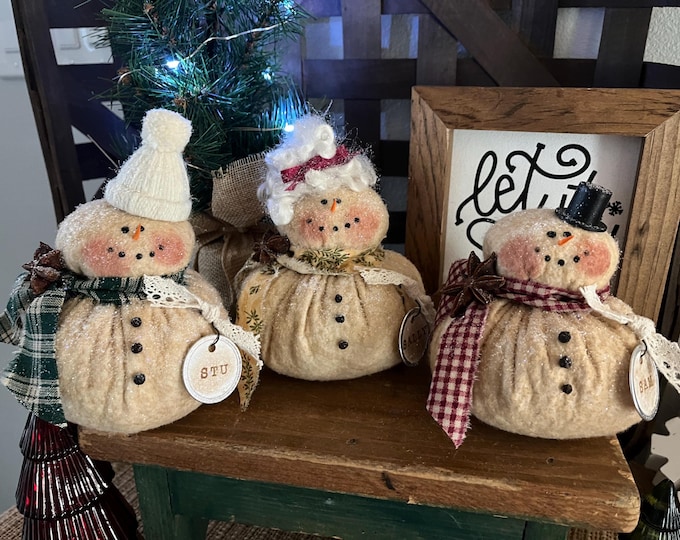 Primitive Snowman/snowman/rustic Snowman/snowman Decor/farmhouse Decor ...