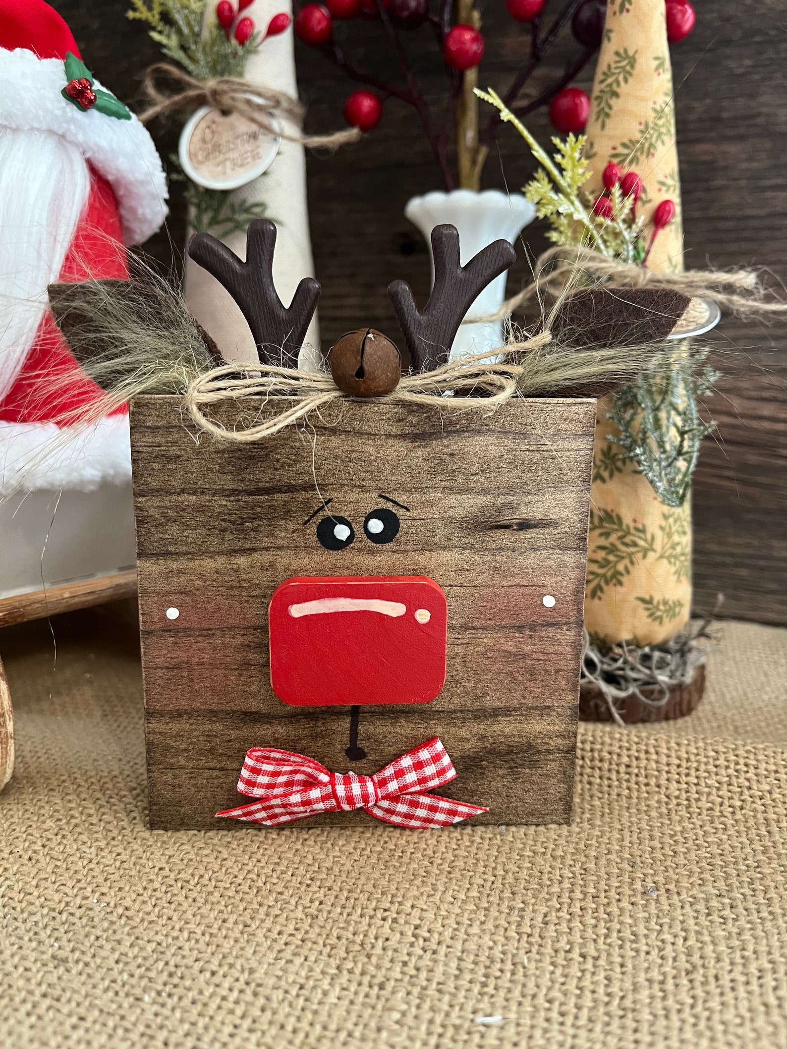 Rudolph Wooden Block/rudolph Decor/christmas/tiered Tray Decor/rudolph ...