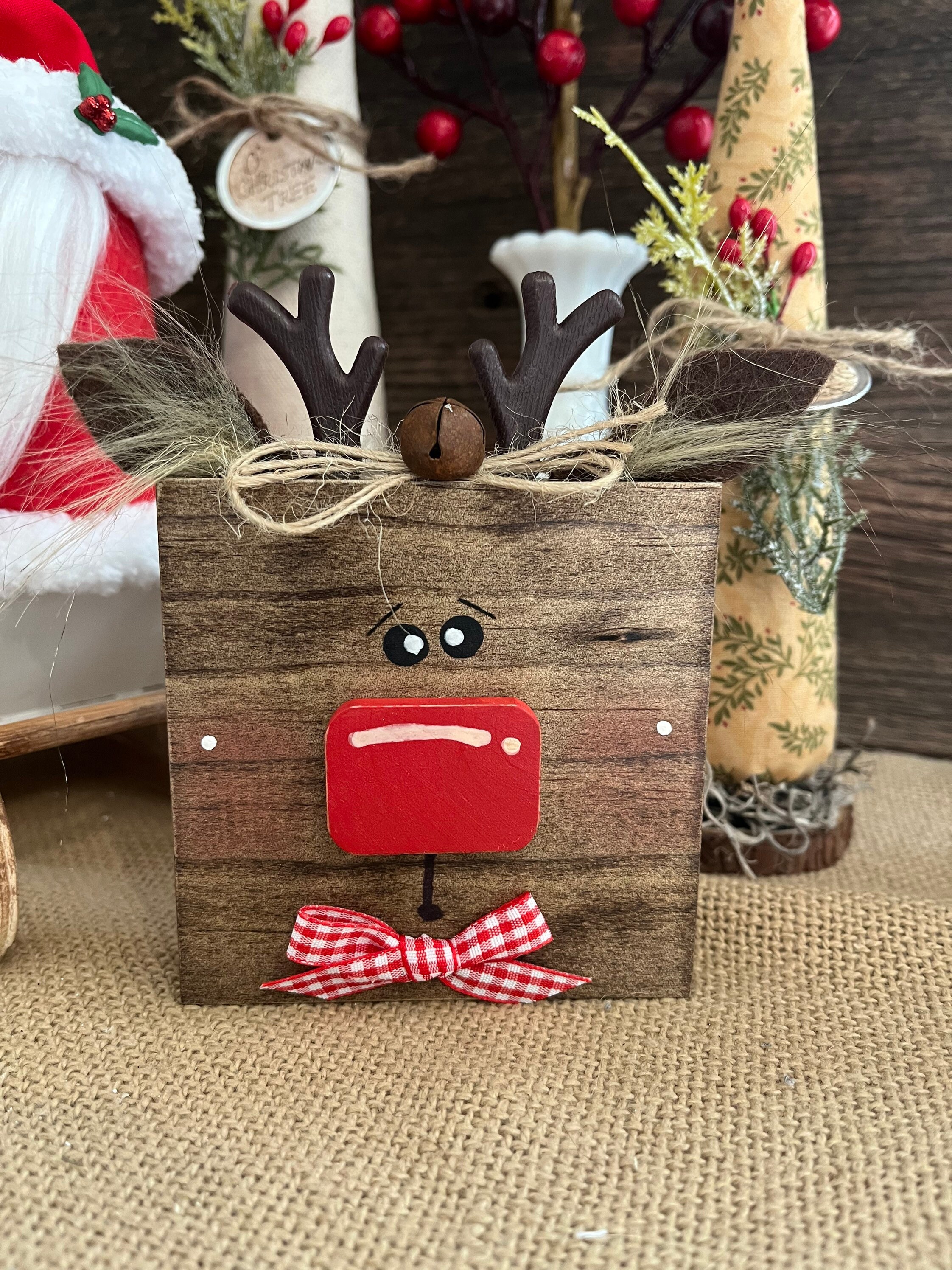 Rudolph Wooden Block/rudolph Decor/christmas/tiered Tray Decor/rudolph ...