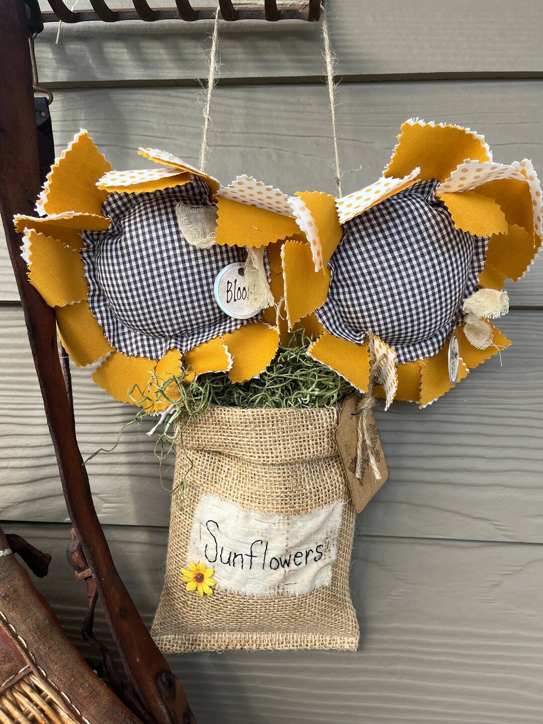 Sunflower Burlap Door Hanger/sunflower Bag/sunflowers/sunflower Pouch ...