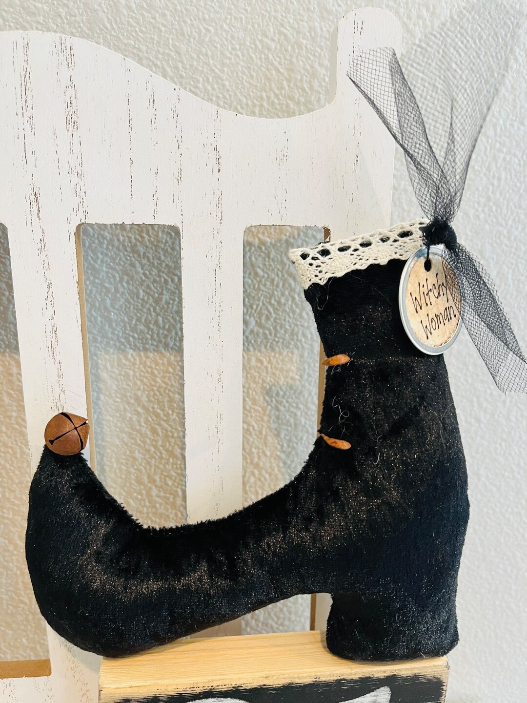 Witch Boot/halloween Witch Decor/witch/witch Boot Ornie/black Boot ...