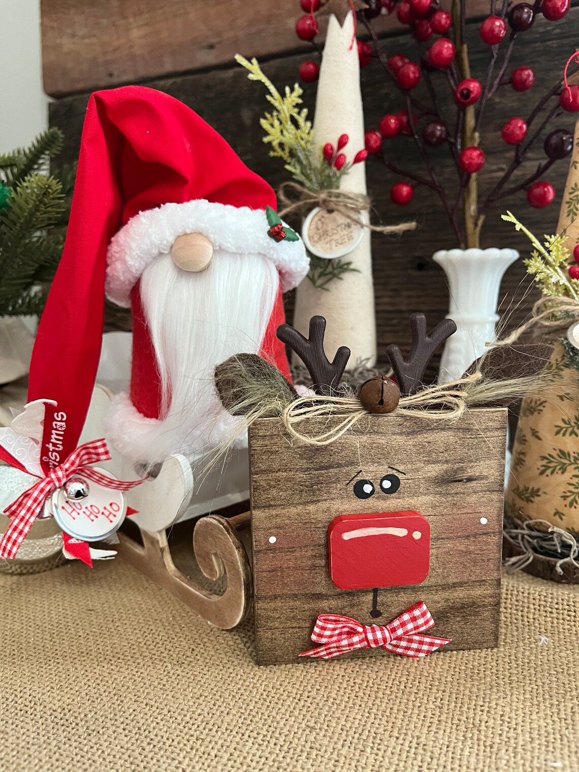 Rudolph Wooden Block/rudolph Decor/christmas/tiered Tray - Etsy