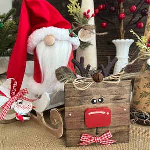 Rudolph Wooden Block/rudolph Decor/christmas/tiered Tray Decor/rudolph ...