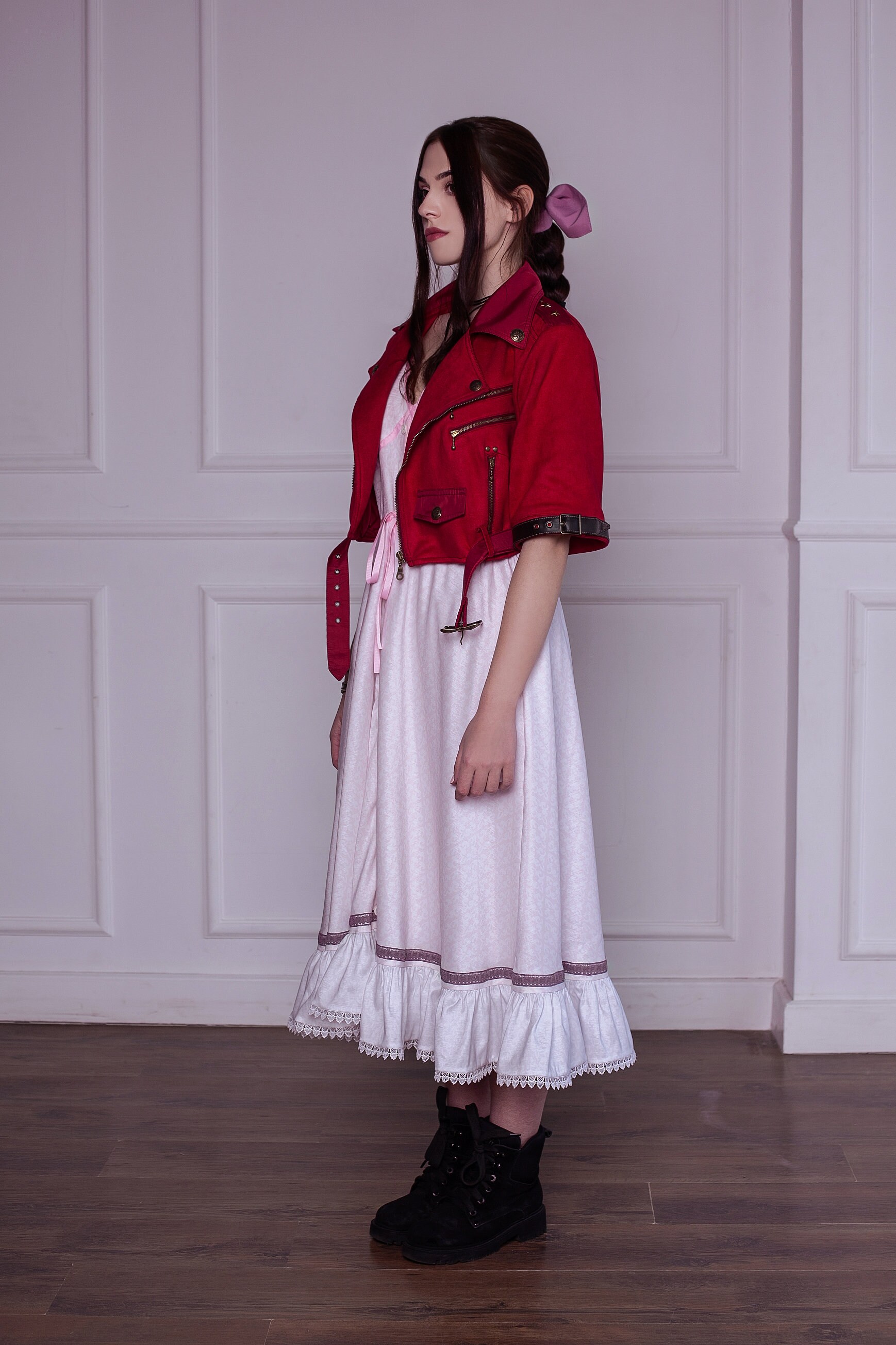 Aerith Cosplay Costume, Aerith Remake Necklace and Cosplay Dress, Video Game Aerith Halloween ...