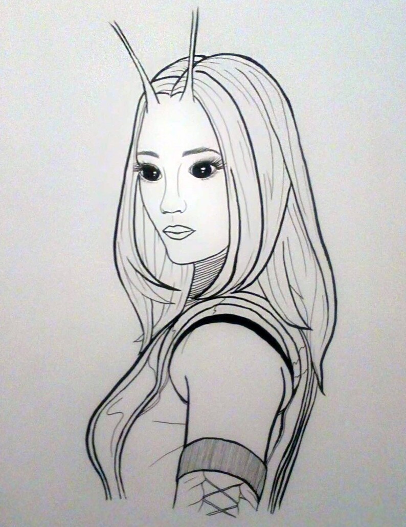 Mantis Ink Line Drawing Marvel Universe Print A4 | Etsy