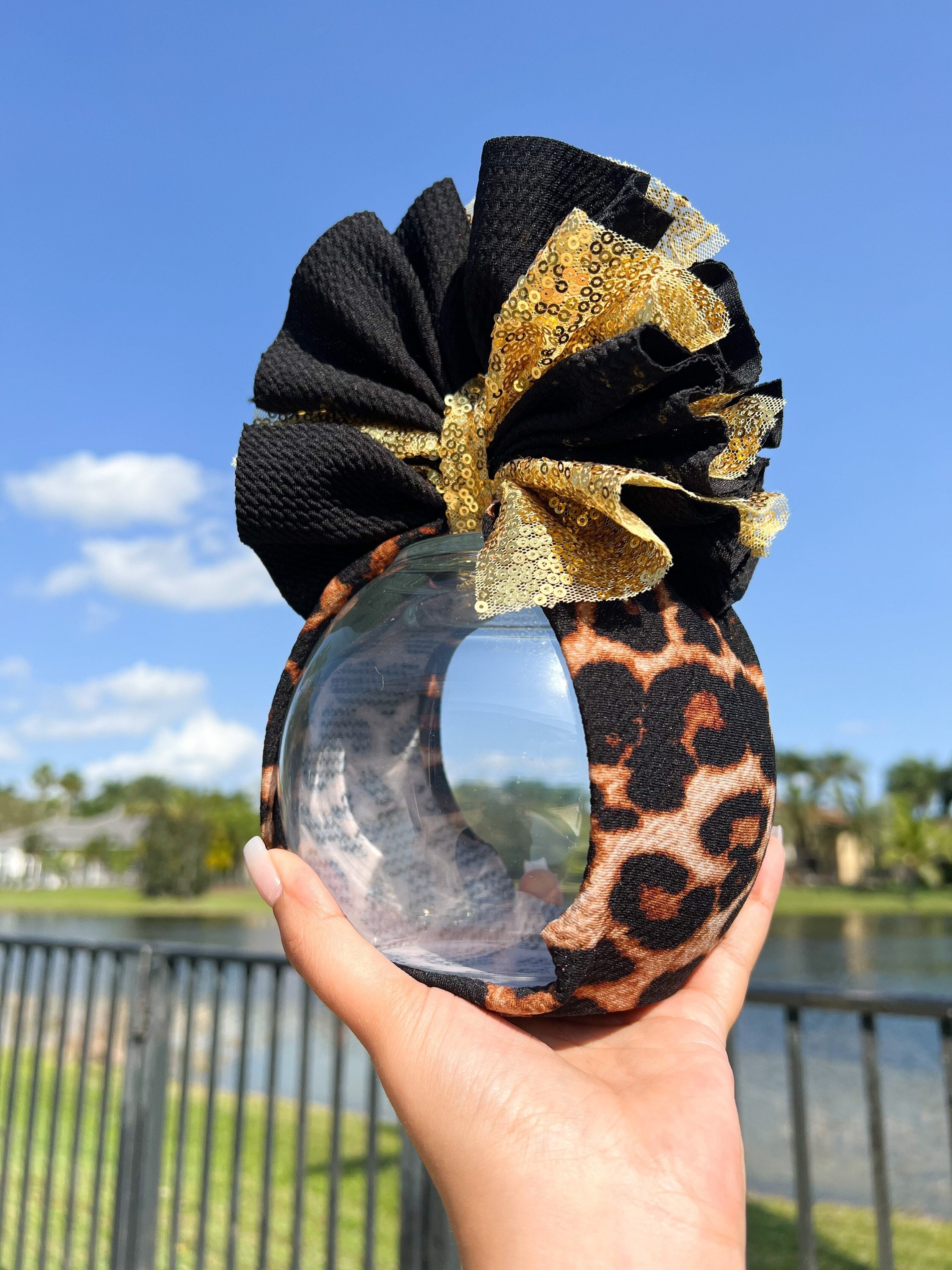 Cheetah Hair Bow Cheetah Shredded Wrap Cheetah Headwrap - Etsy