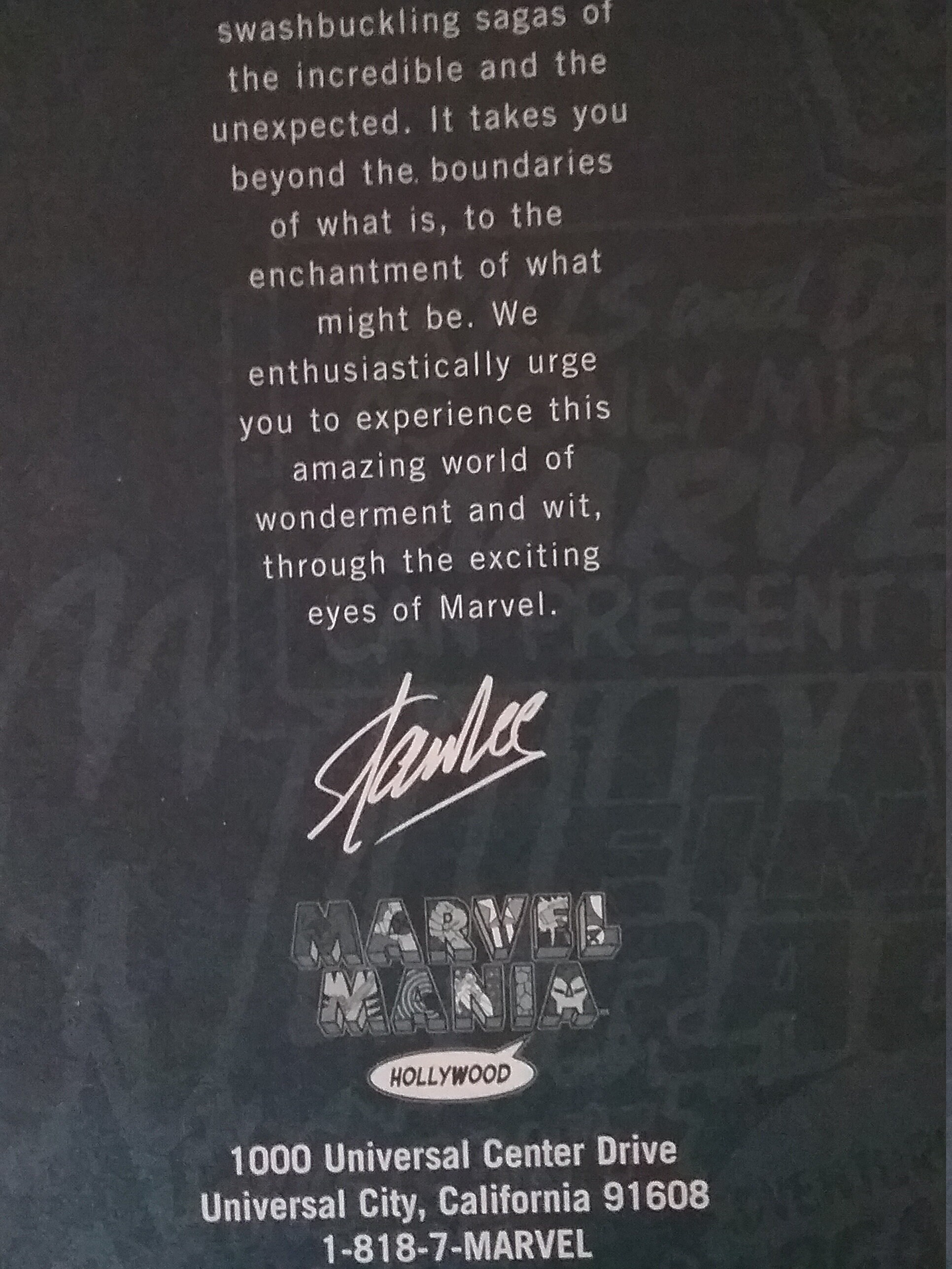 Vintage Marvel Mania Hollywood Restaurant Menu Black and White Stan Lee ...