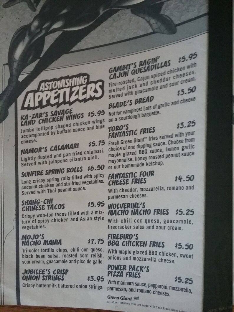 Vintage Marvel Mania Hollywood Restaurant Menu Black and White - Etsy