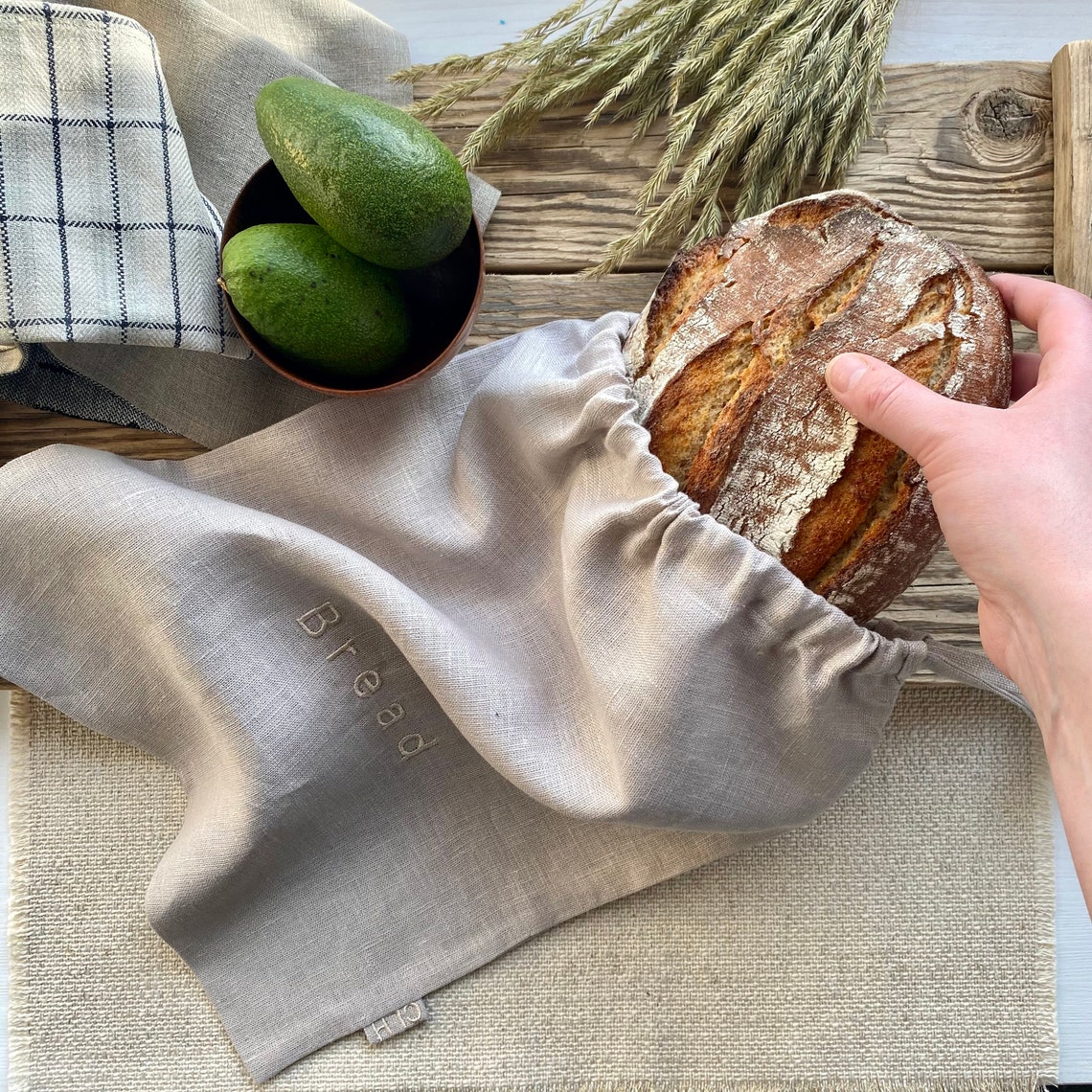 Linen Bread Bags for Food Storage With Drawstring - Etsy
