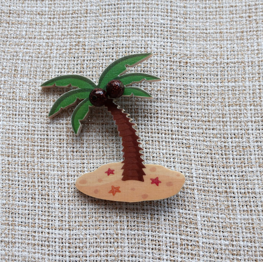 Palm Tree Brooch, Wood Brooch, Wooden Brooch, Palm Brooch, Summer ...