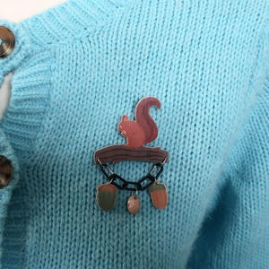 Squirrel Wood Pin, Squirrel Brooch, Wooden Autumn Pin, Autumn Brooch ...