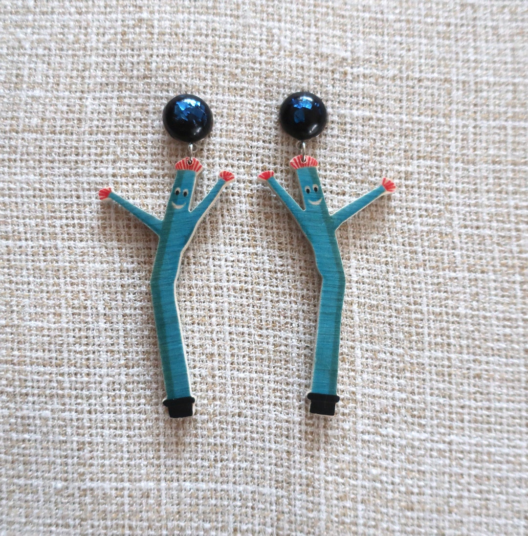 Air Dancer Wood Earrings, Skydancer Earrings, Tube Man Earrings ...